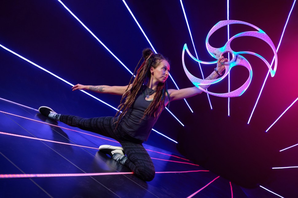 PolyFans - Spiral Fans - LED glow props for flow arts, performances and ...